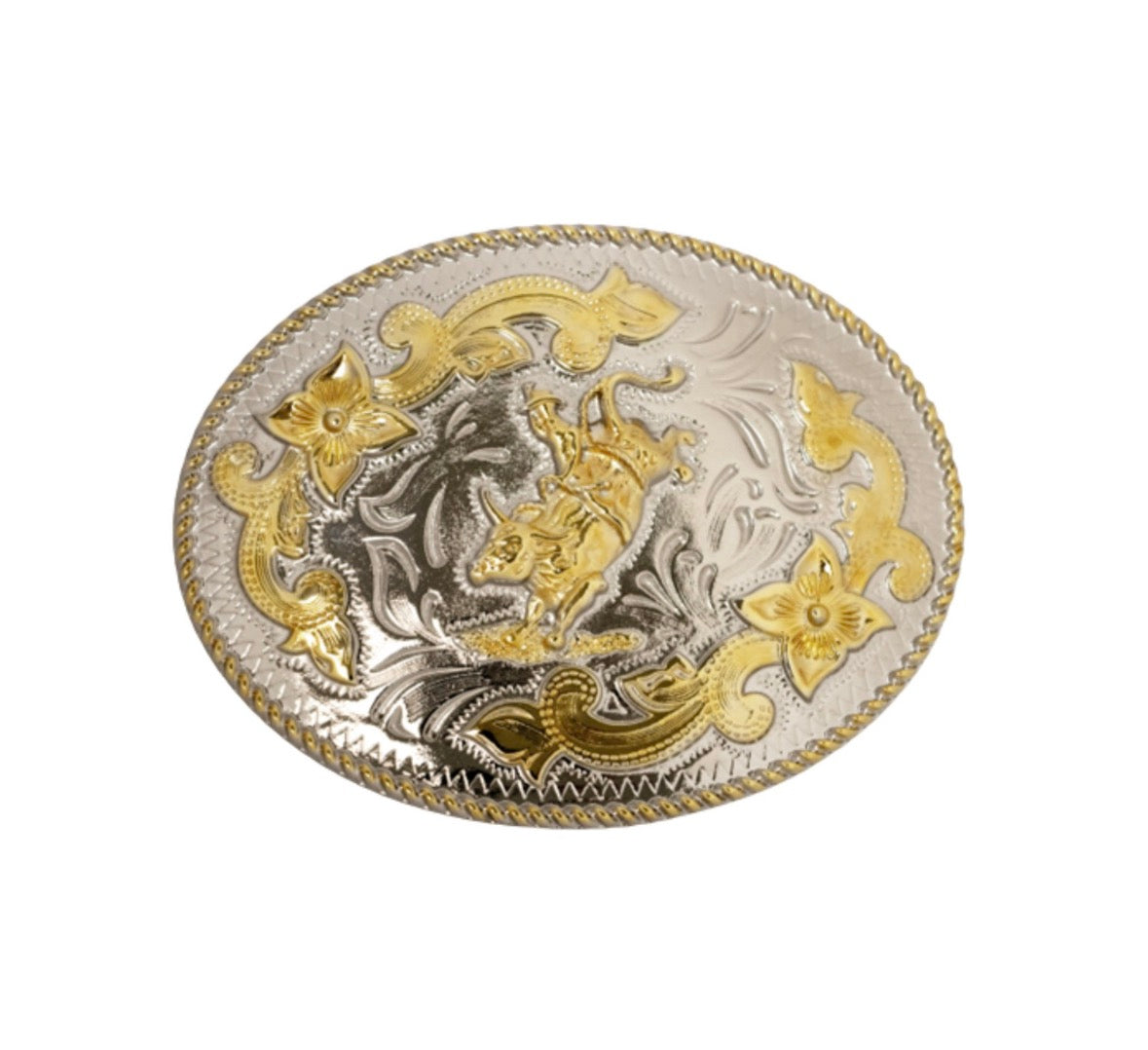 Gold & Silver Bull Riding Western Buckle – Ranch Life
